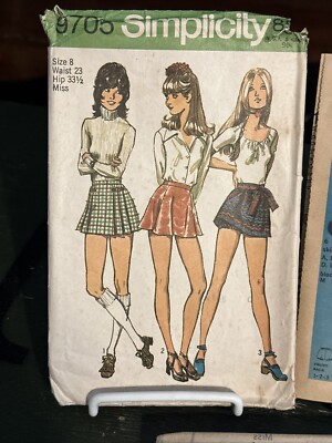 Vintage Simplicity 9705 Mini Skirt Pattern 1970s Size 8 Waist 23 Hip 33 1/2 Teen | eBay