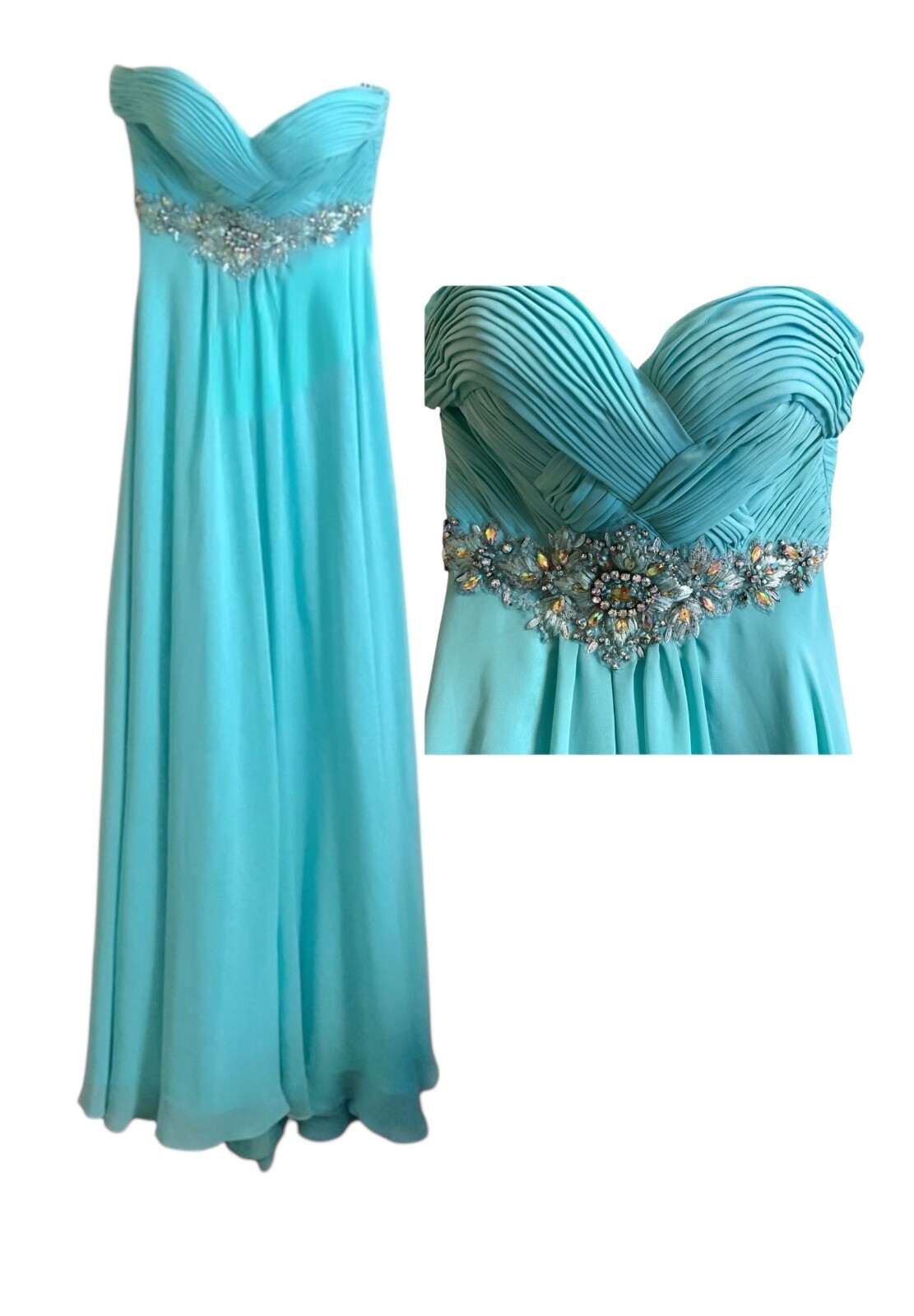 Dancing Queen Long Dress SZ XS Aqua Evening Prom Gown… - Gem