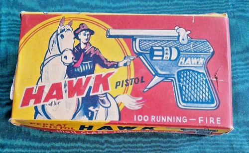 VINTAGE HAWK CAP PISTOLS with ELEVEN (11) UNUSED CAP GUNS also ORIGINAL ...