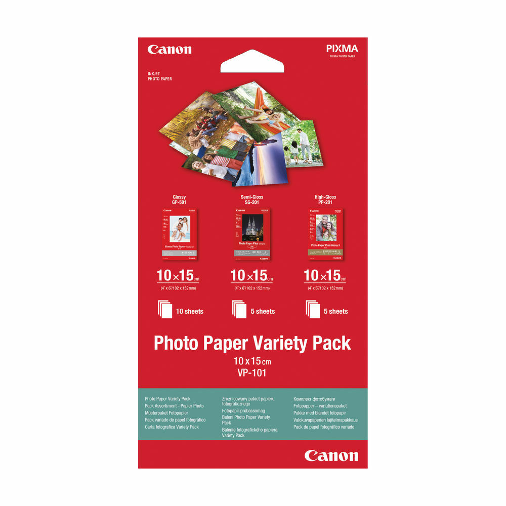 Canon Photo Paper NEW Variety Pack 10x15cm VP-101 Pack of 20 0775B078 ...