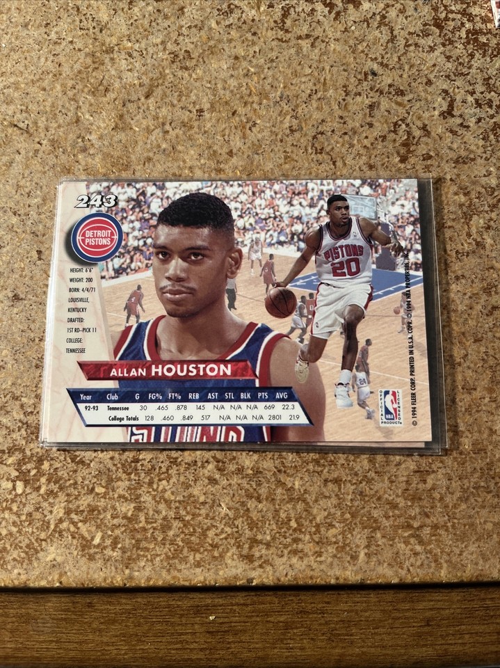 1993-94 FLEER ULTRA #243 ALLAN HOUSTON RC ROOKIE DETROIT PISTONS ...