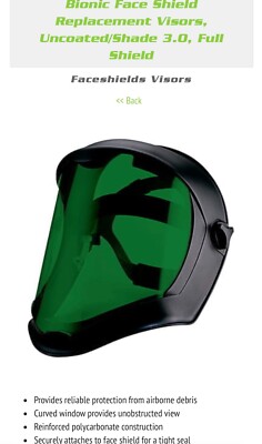 10-PACK Bionic Face Shield Replacement Visors, Uncoated/Shade 3.0 | eBay