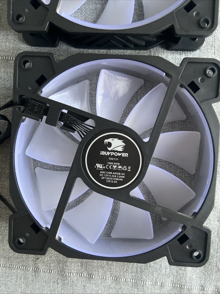 3x iBuyPower 120mm RGB Fans 1500 RPM w/ Hub Controller F1225 Daisy Case ...