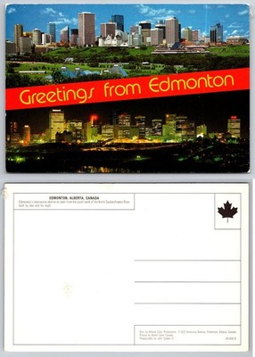 Greetings from Edmonton Alberta Canada Skyline Day Night View Postcard ...