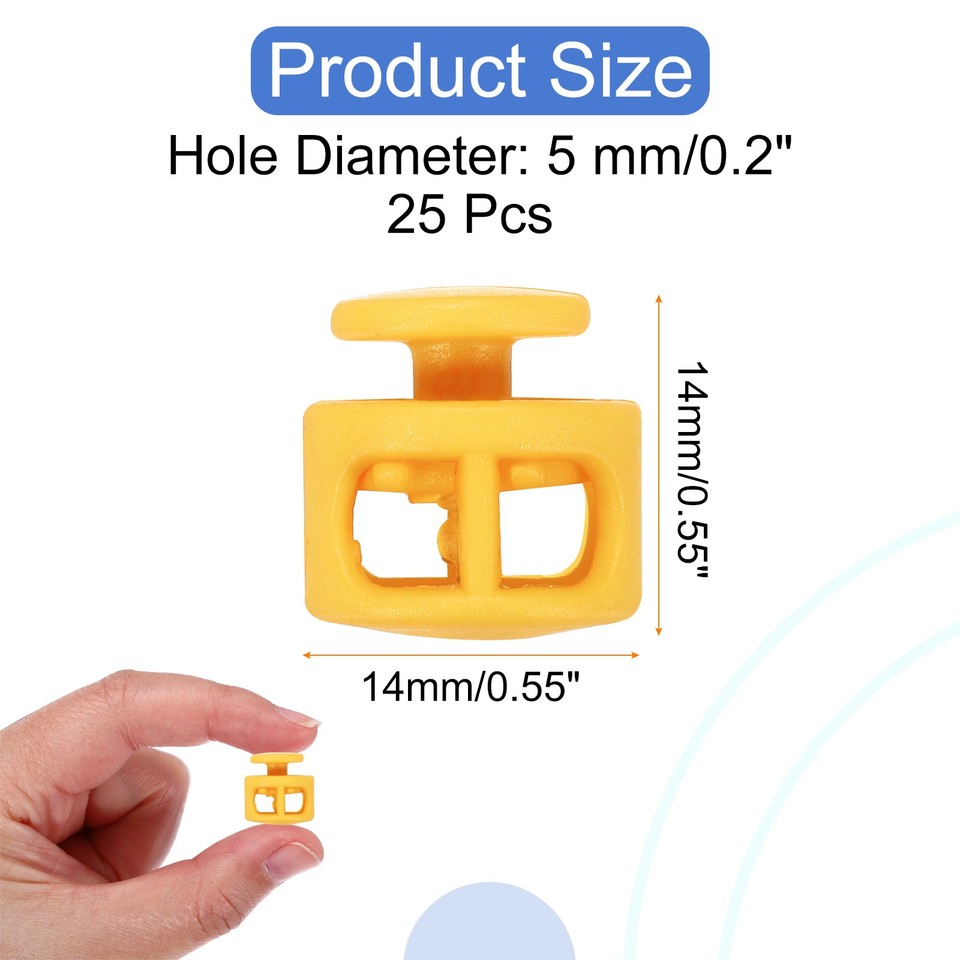 25 Pcs Plastic Spring Cord Lock, Double Hole Toggle Round Stopper ...