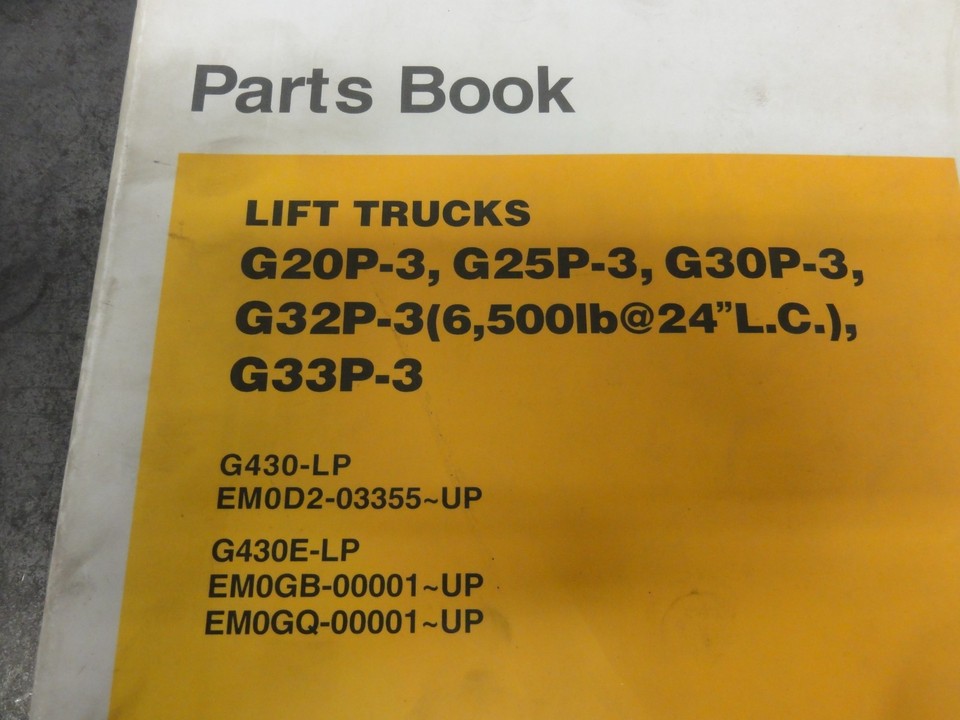 Daewoo G20P-3 G25P-3 G30P-3 G32P-3 Lift Trucks Parts Book Manual ...