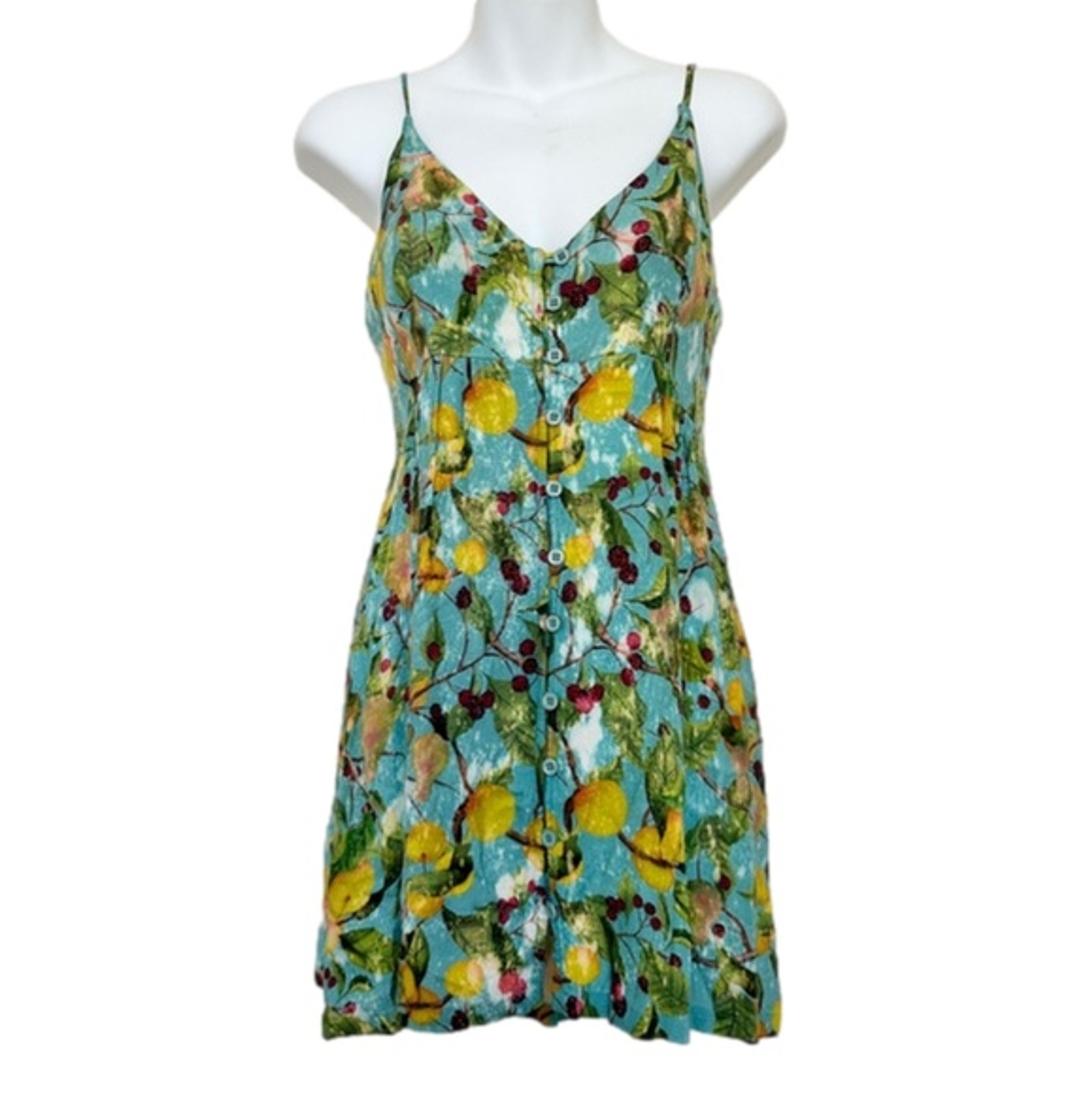 Farm Rio Teal Blue Yellow Citrus Lemon Orange Pattern… - Gem