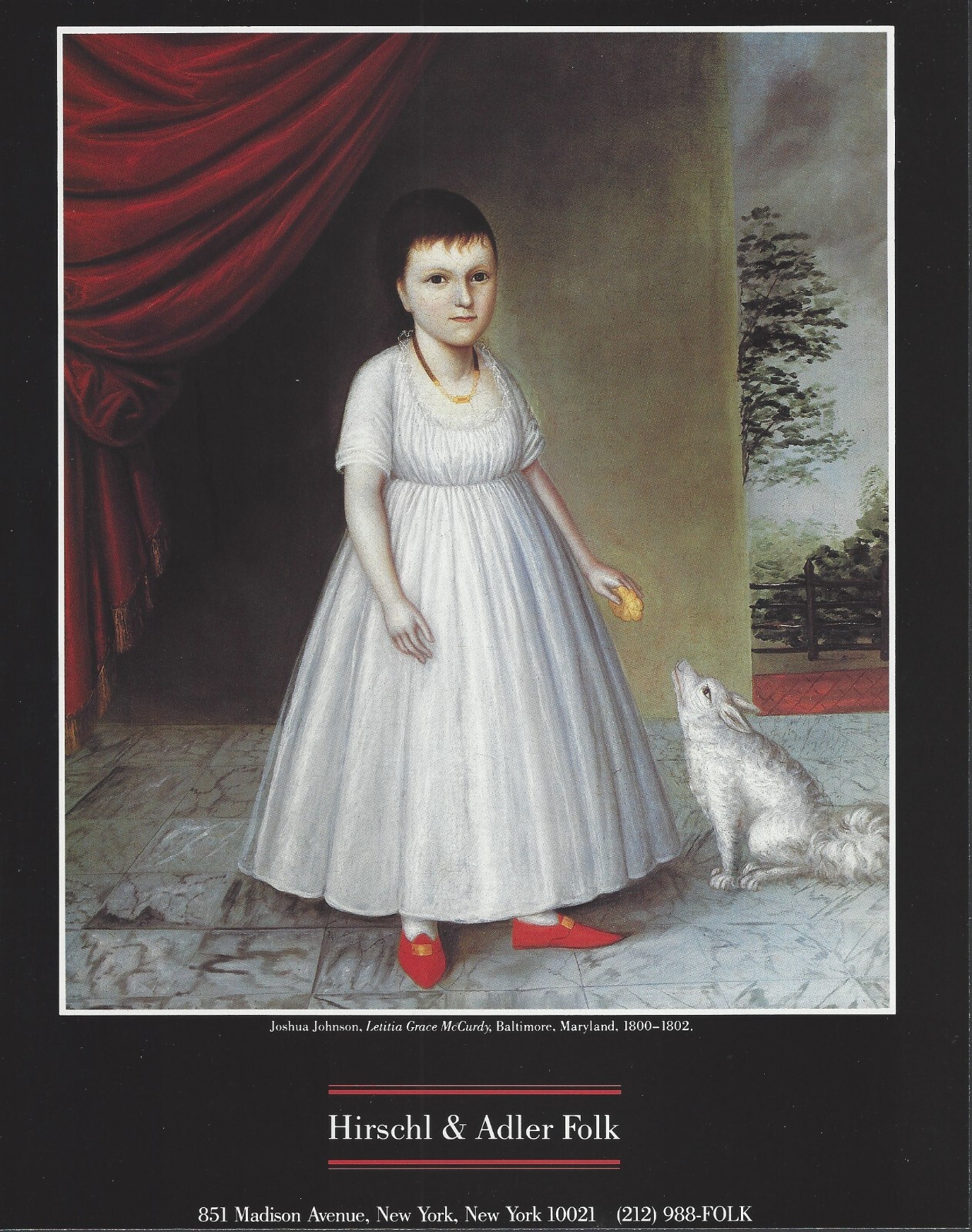 1988 Joshua Johnson Letitia Grace McCurdy Hirschl & Adler Print AD ...