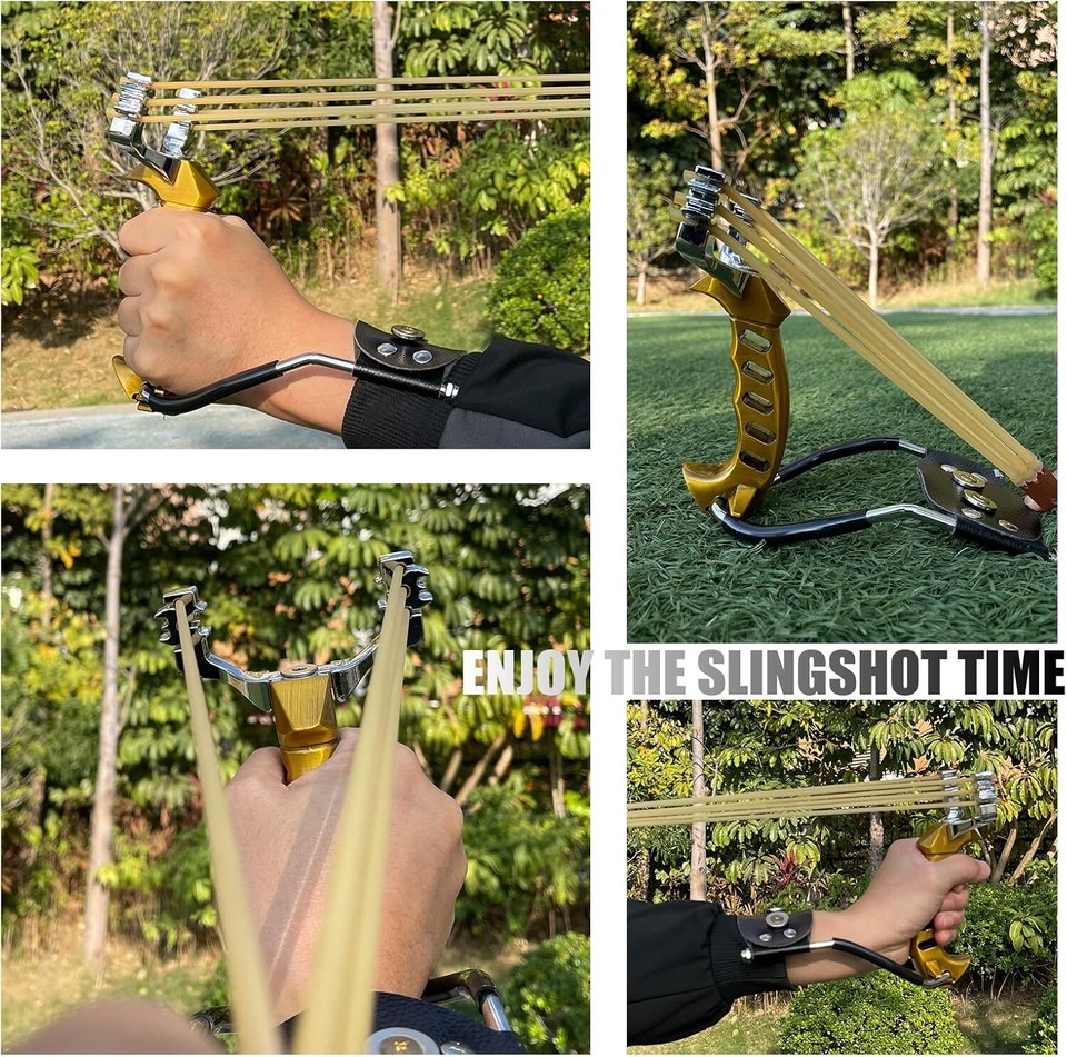 Catapult Powerful Hunting Alloy Slingshot High Velocity 100 Ammo ...