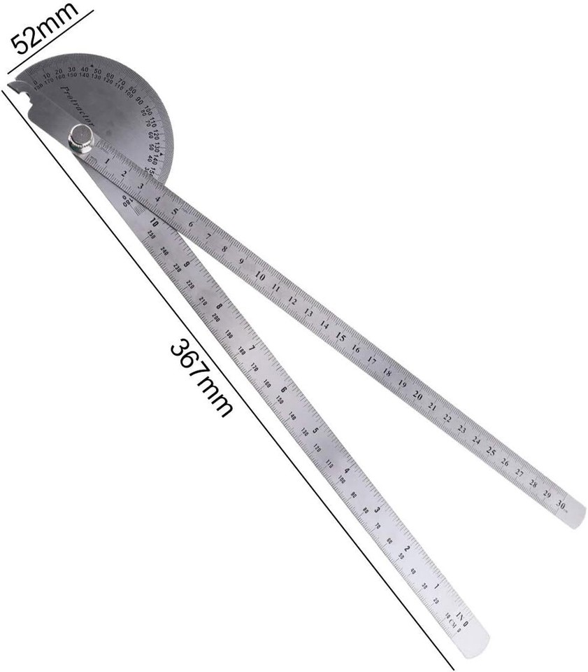 0-180 Degree Angle Finder, Stainless Steel Round Head Rotary Protractor ...