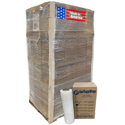 AmTopp High Performance Stretch Wrap - 80 Gauge - 18" x 1500' - MADE IN ...