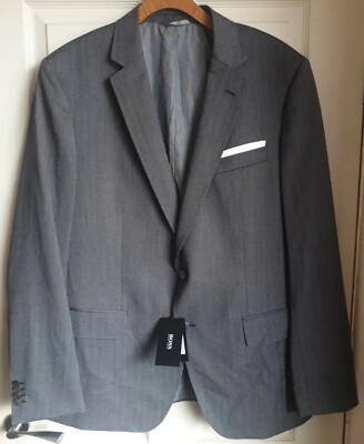 Hugo Boss Hutson 4 Dark Grey Wool Micro Pattern Blazer Size 56EU UK ...