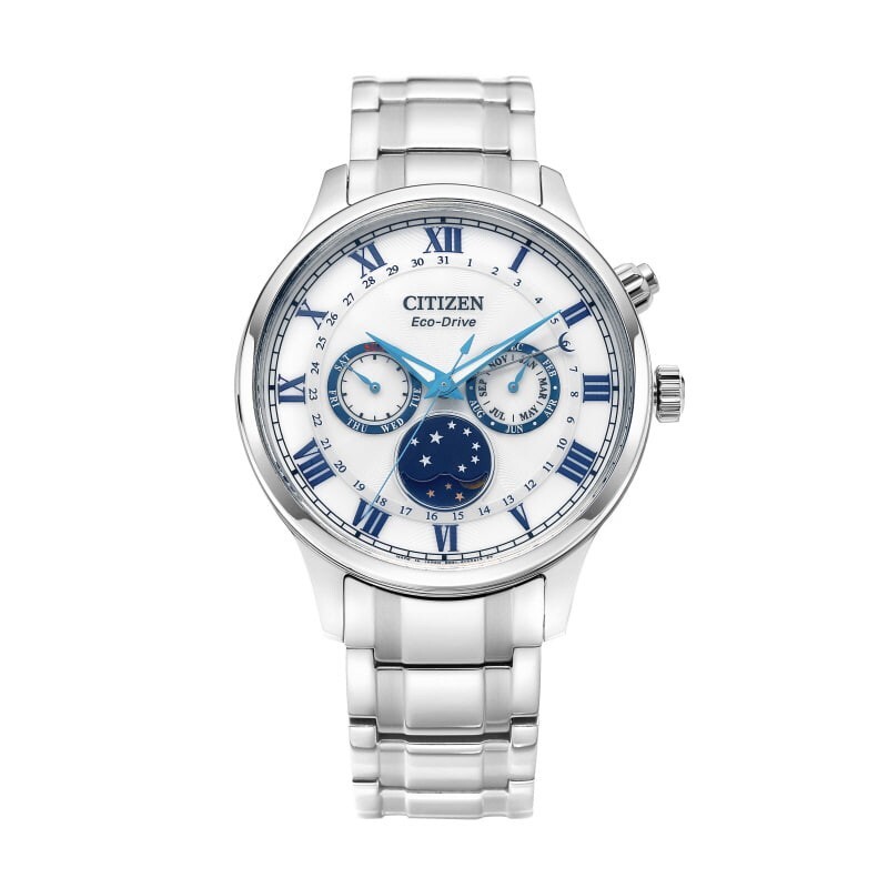 Citizen Eco Drive Moon Phase Stainless Steel Watch 42mm 5ATM for Men ...