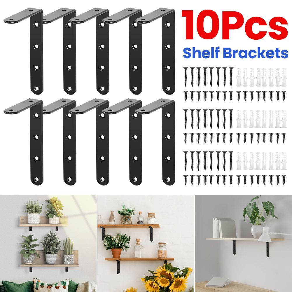 10 Heavy Duty Cast Iron L Shaped Wall Mounted Shelf Brackets Support ...