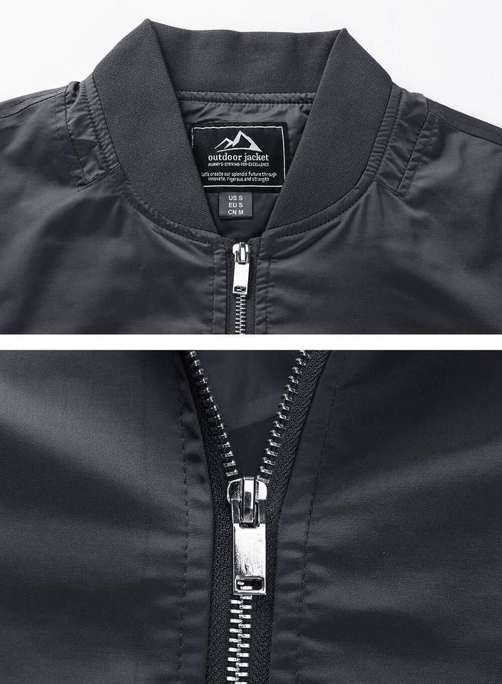 Men's Lightweight Bomber Jacket Baseball Coat Full-Zip Casual Spring ...