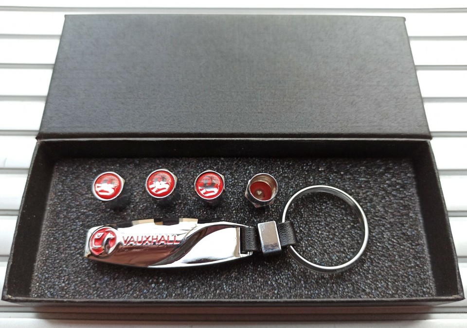 Vauxhall High Quality Chrome key ring key chain fob + tyre valve dust ...