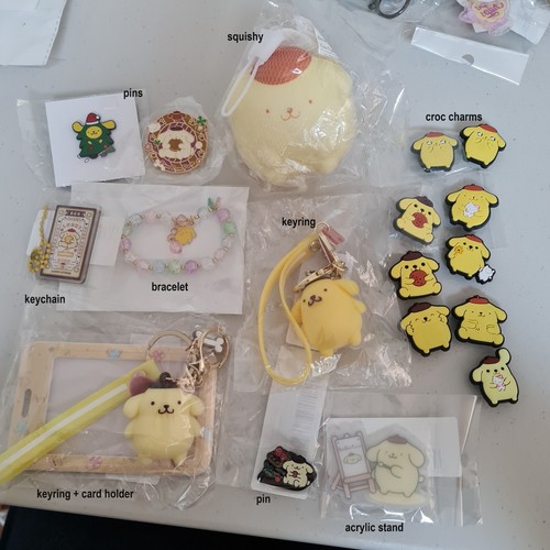 Pompompurin Purin Sanrio Bundle Gift Set - squishy, pins, bracelet ...