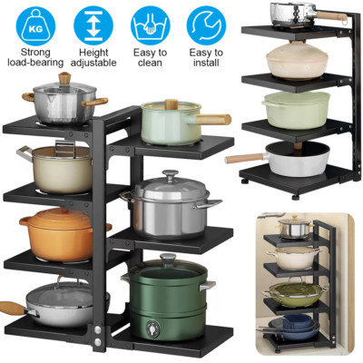 Adjustable Kitchen Pot Pan Saucepan Storage Rack Holder Sturdy ...