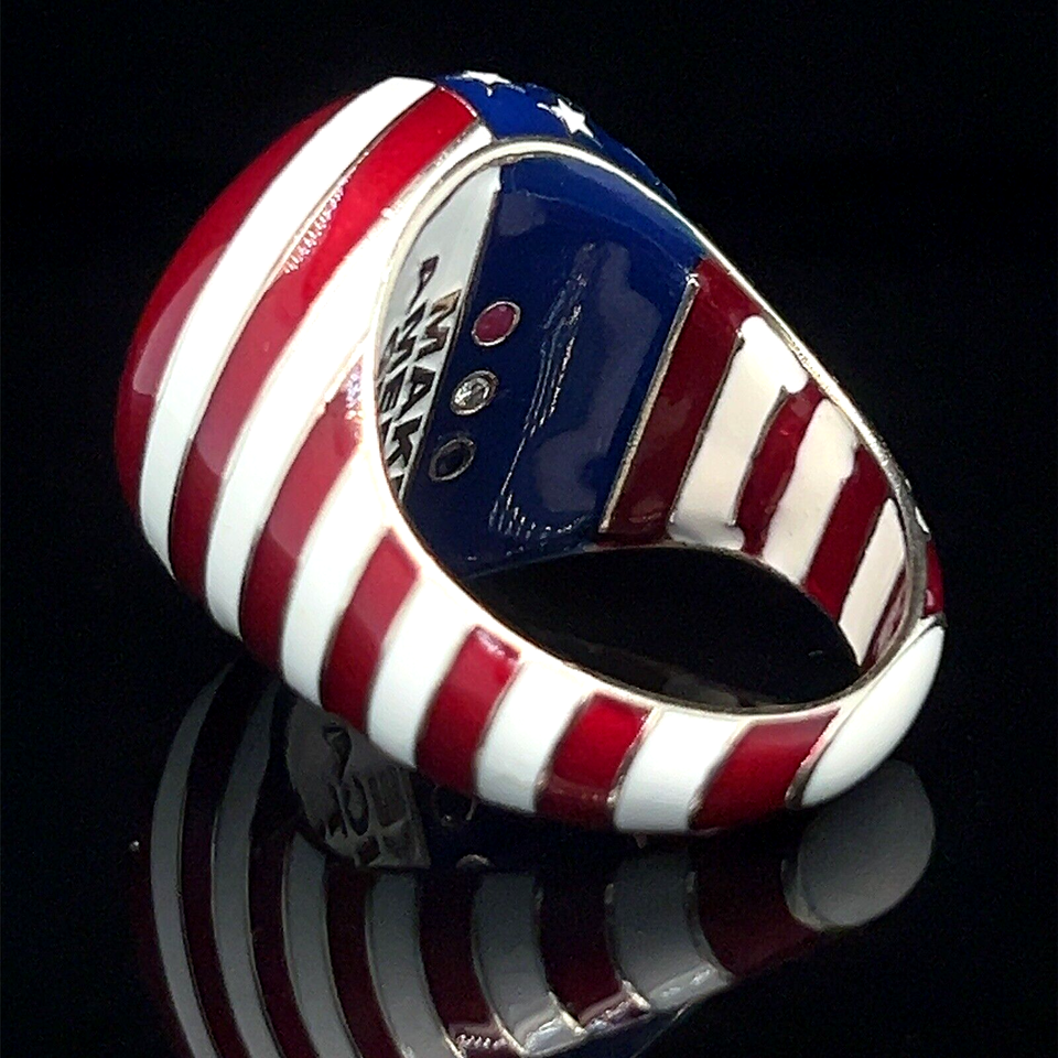 14k Gold Enamel President Donald Trump MAGA Political American Flag ...