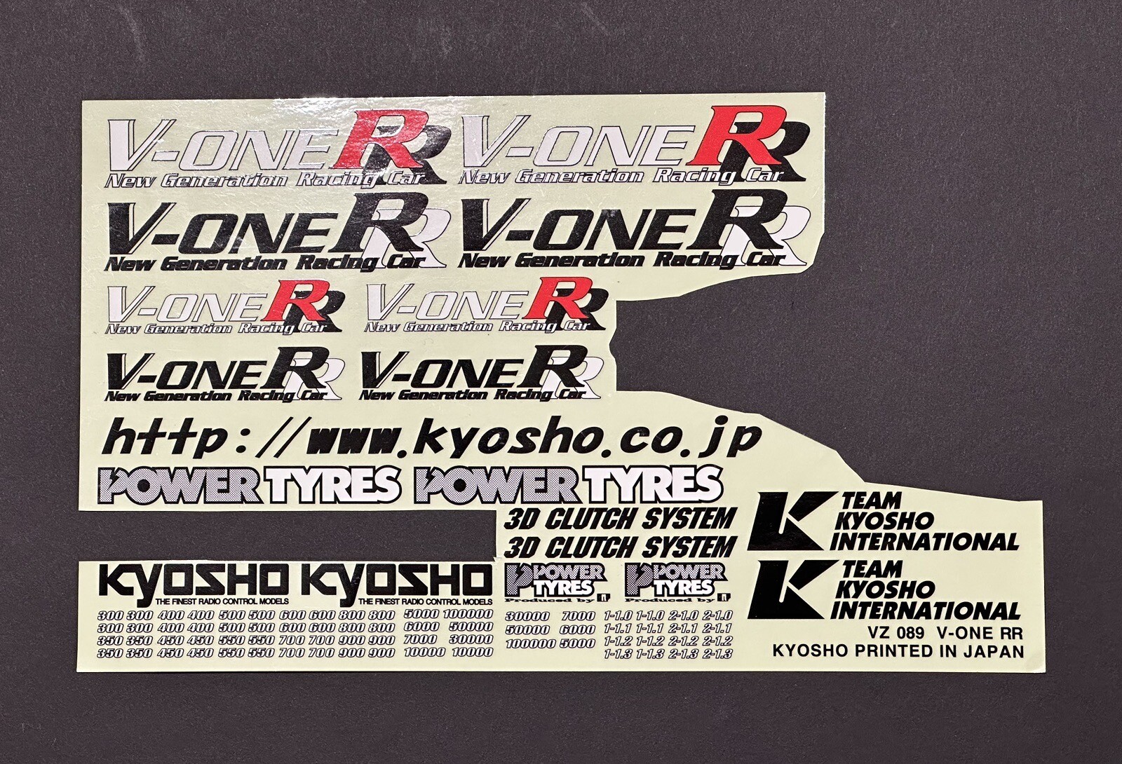 KYOSHO V ONE RR STICKER SET | eBay