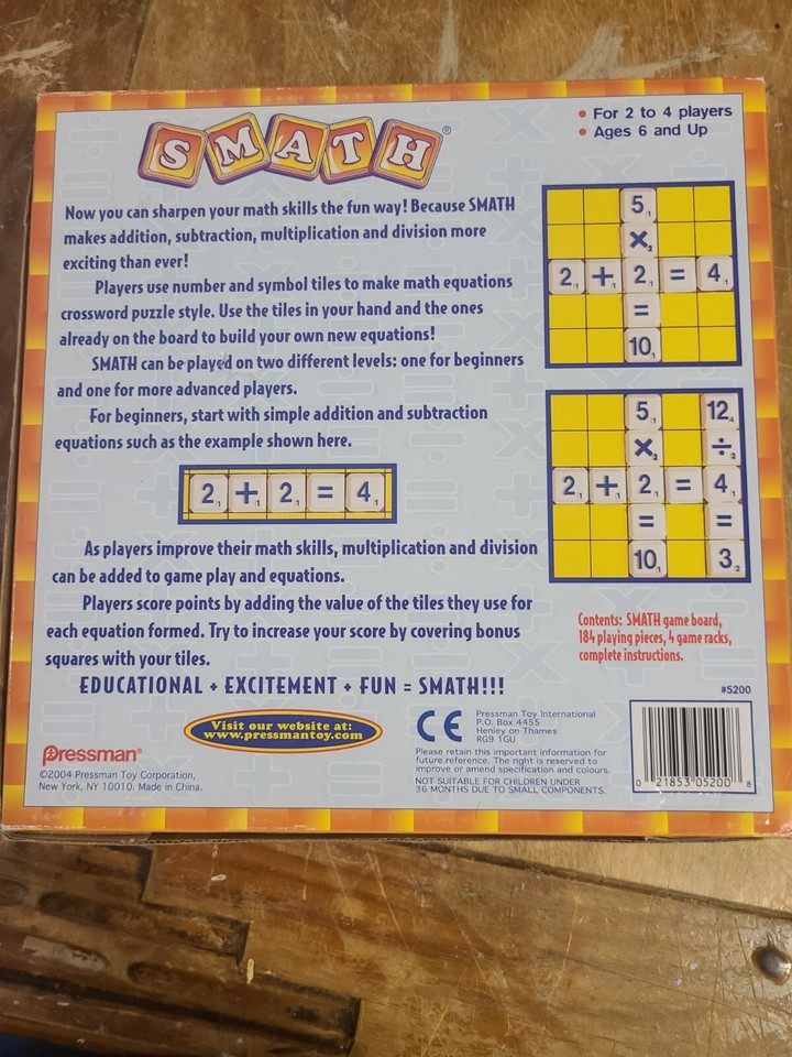 Pressman "Smath - The Game That Makes Math Fun" Board Game | eBay
