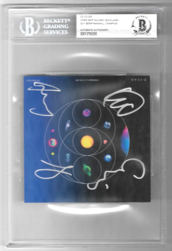 COLDPLAY FULL BAND X4 SIGNED MUSIC OF THE SPHERES CD COVER INSERT BAS SLAB | eBay