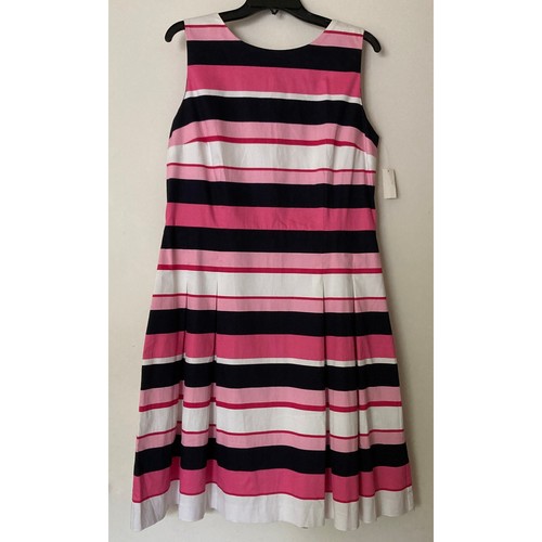 Talbots Womens ALine Fit and Flare Preppy Pink Navy and White Stripe ...