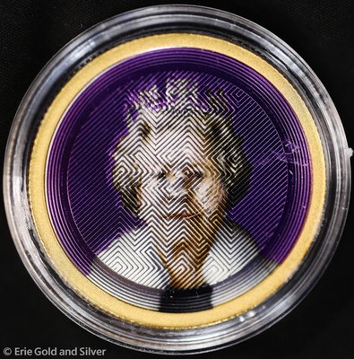 2023 Niue 1 oz silver $2 Icon Queen Elizabeth II Halo Coloured in OGP ...
