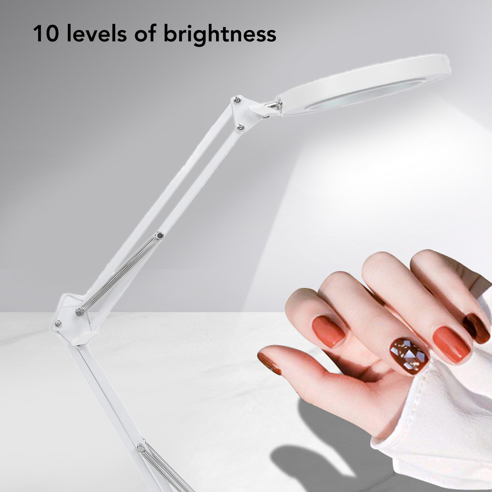 (White) LED Desk Lamp With Magnifying Glass 10 Brightness 72 Light ...