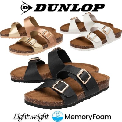 Ladies Memory Foam Sandals Strappy Wide Sliders Comfort Holiday Buckle ...