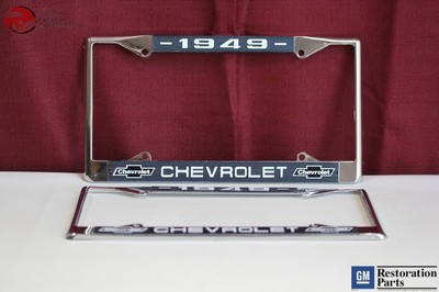 1949 Chevy Chevrolet GM Licensed Front Rear Chrome License Plate Holder ...