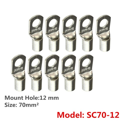 10Pcs SC70-12 Non-Insulated U-Type Copper Crimp Terminals 11.5mm Wire ...