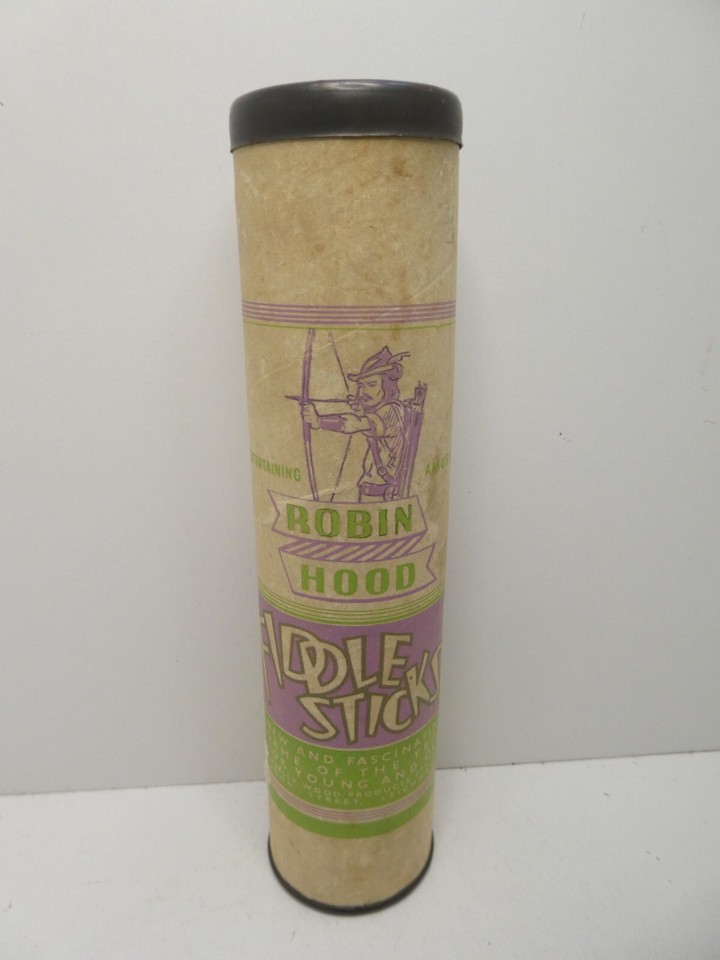 VINTAGE ROBIN HOOD FIDDLE STICKS GAME IN CYLINDER BOX WITH INSTRUCTIONS ...