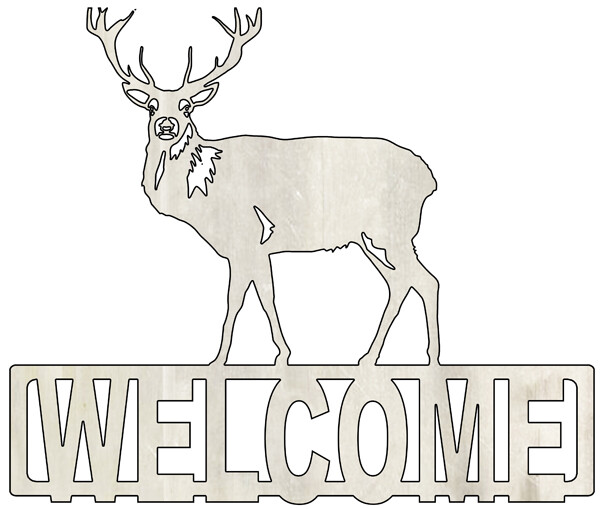 Welcome With A Buck Cut Out Raw Metal Art 11x9.5 | eBay