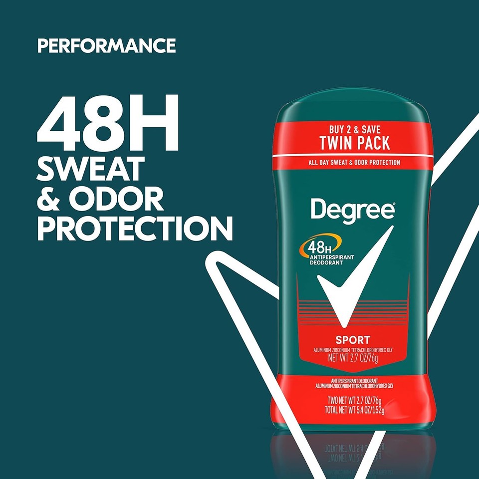 2 PACK MEN ANTIPERSPIRANT DEODORANT DEGREE STICK SPORT 48 HOUR ...