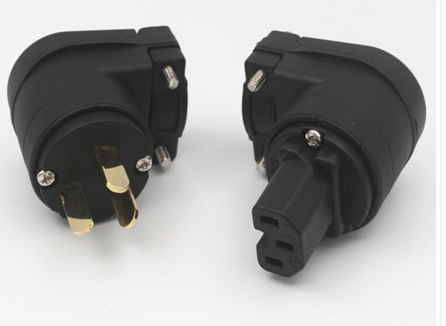 A pair of Hi End gold-plated right angle Australian plugs, male and ...