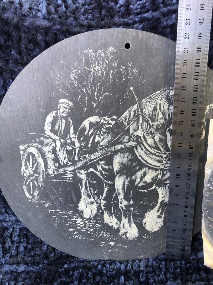 Vintage Slate Drawings of Horse and Buggy and Chipmunks | eBay Australia