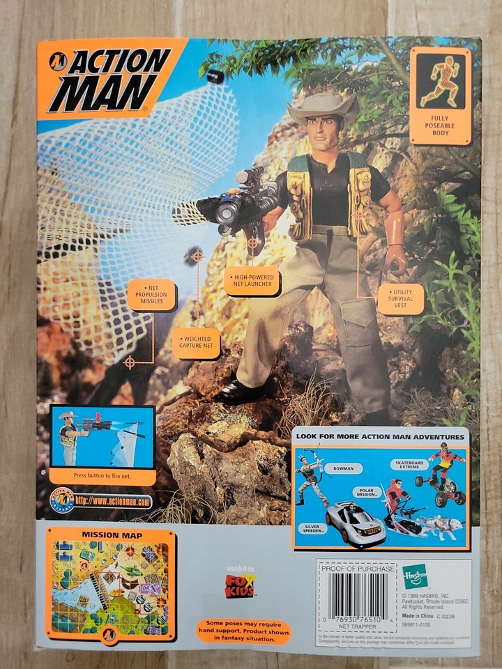 NEW ACTION MAN NET TRAPPER 12" HASBRO FOX KIDS FIGURE DOLL WITH FIRING ...