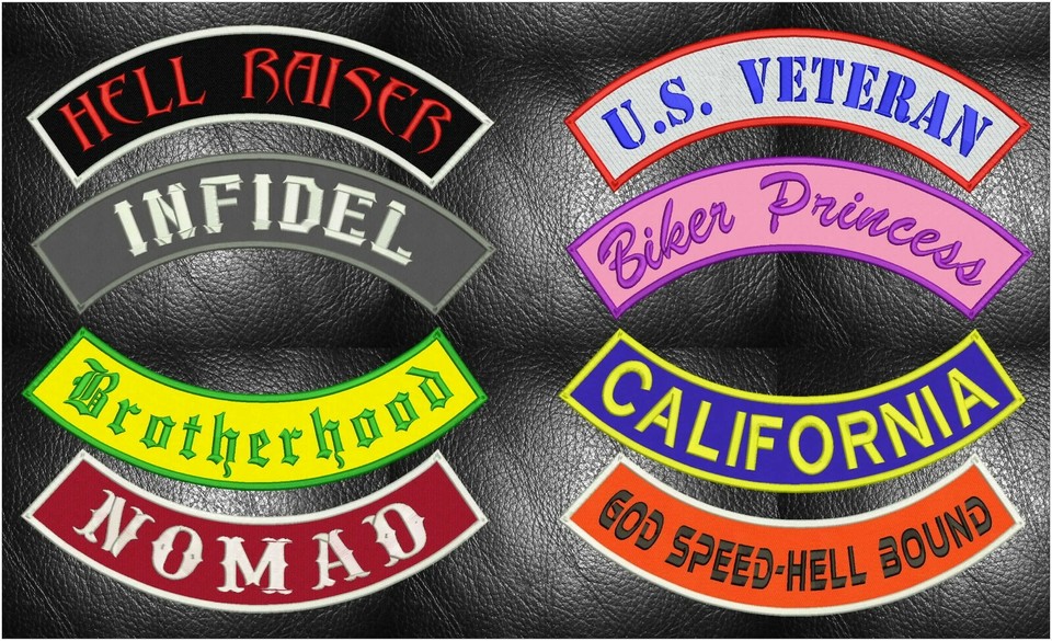 Custom Embroidered 13" Top Rocker Patch MC Biker Motorcycle Club Jacket ...