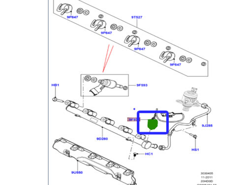 Fuel Injector Pressure Sensor Land Rover Lr2 Range Evoque LR024969 ...