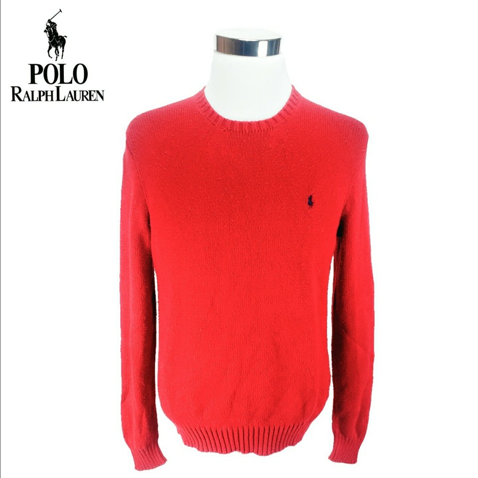 Polo Ralph Lauren Pima Cotton Men's Red Crewneck Knit Pullover Sweater ...