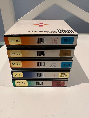 HOYA 55mm Camera Lens Filters Lot | 82A, 85A, 80B, 25A (Red), Cross ...