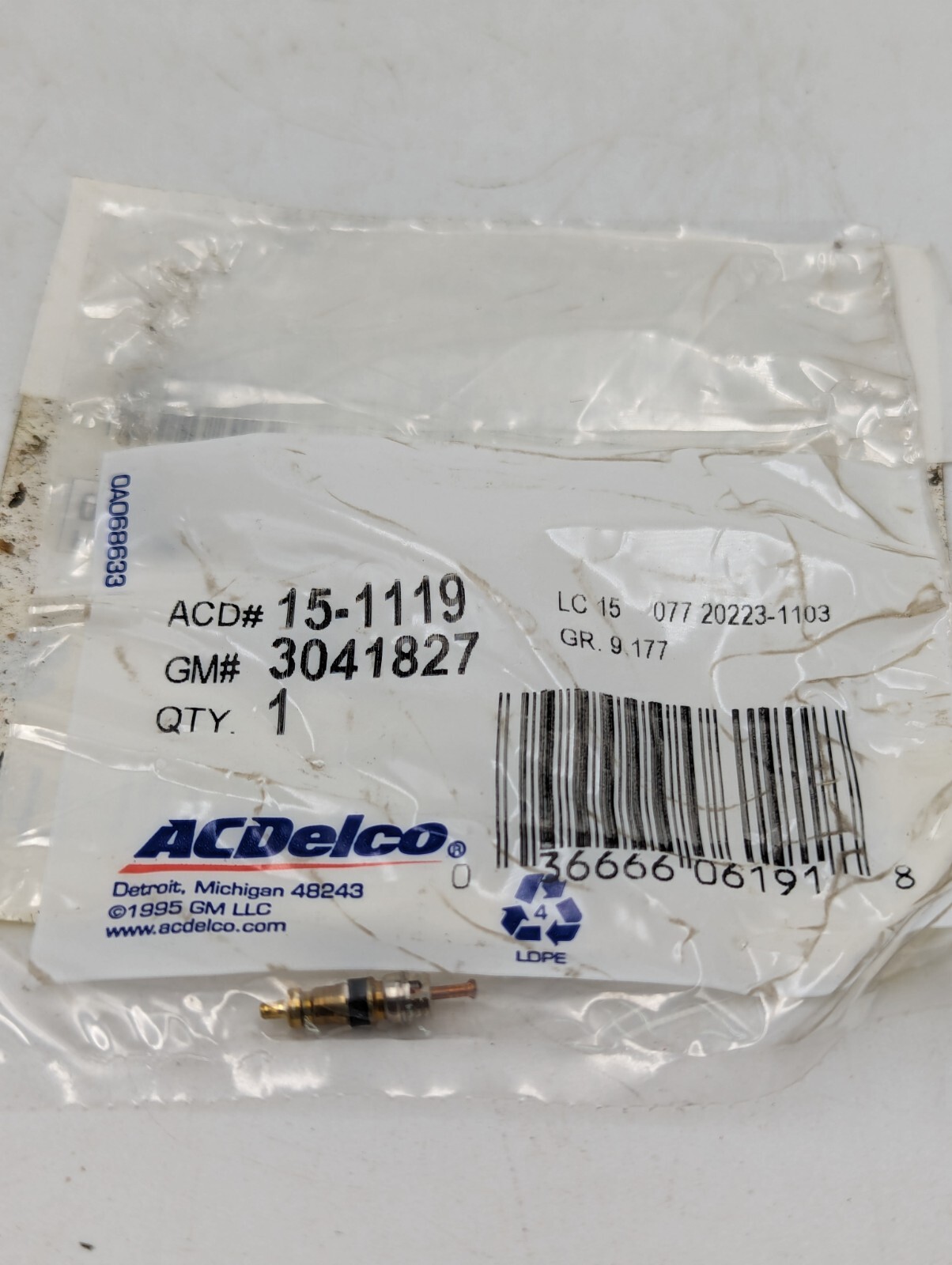 New Genuine OEM AC Delco 15-1119 A/C Refrigerant Service Valve Core, GM ...