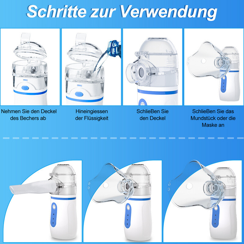 Inhalator Inhaliergerät mit Mundstück und Maske Vernebler für ...