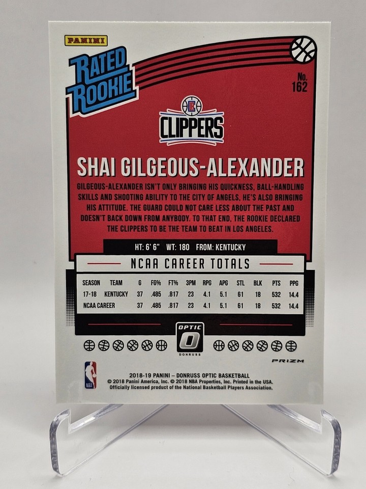 2018-19 Donruss Optic Shock #162 Shai Gilgeous-Alexander RR RC | eBay