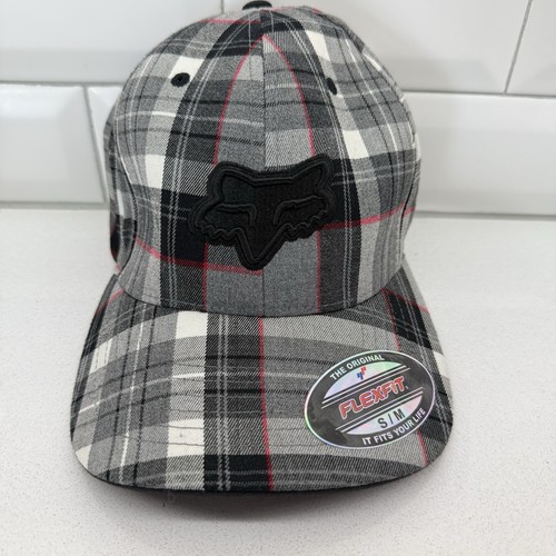 FOX FLEXFIT Plaid Black, Gray & Red Baseball Hat/Cap Size S/M. | eBay