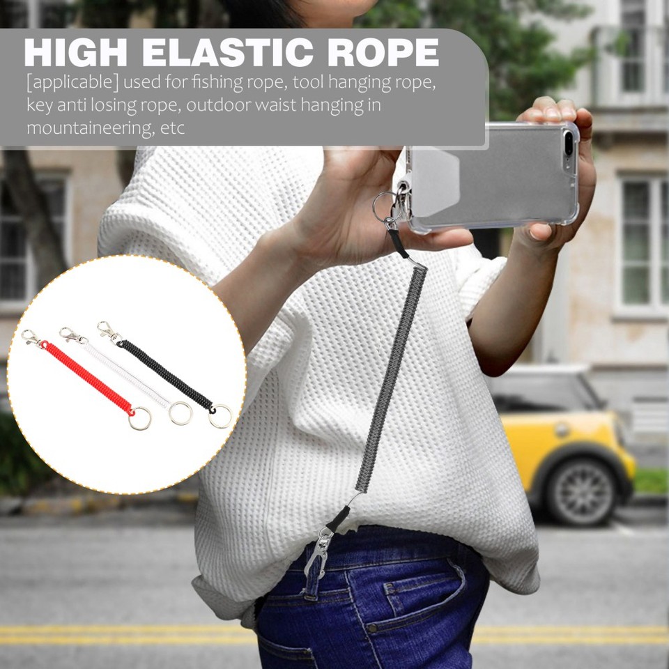 3 Pcs Elastic Keychain Keys Retractable Coil Stretchy Lanyard Holder | eBay