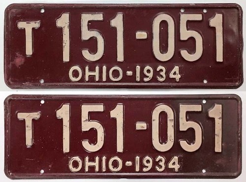 Ohio 1934 Truck License Plate Pair Original Paint in Very Good ...