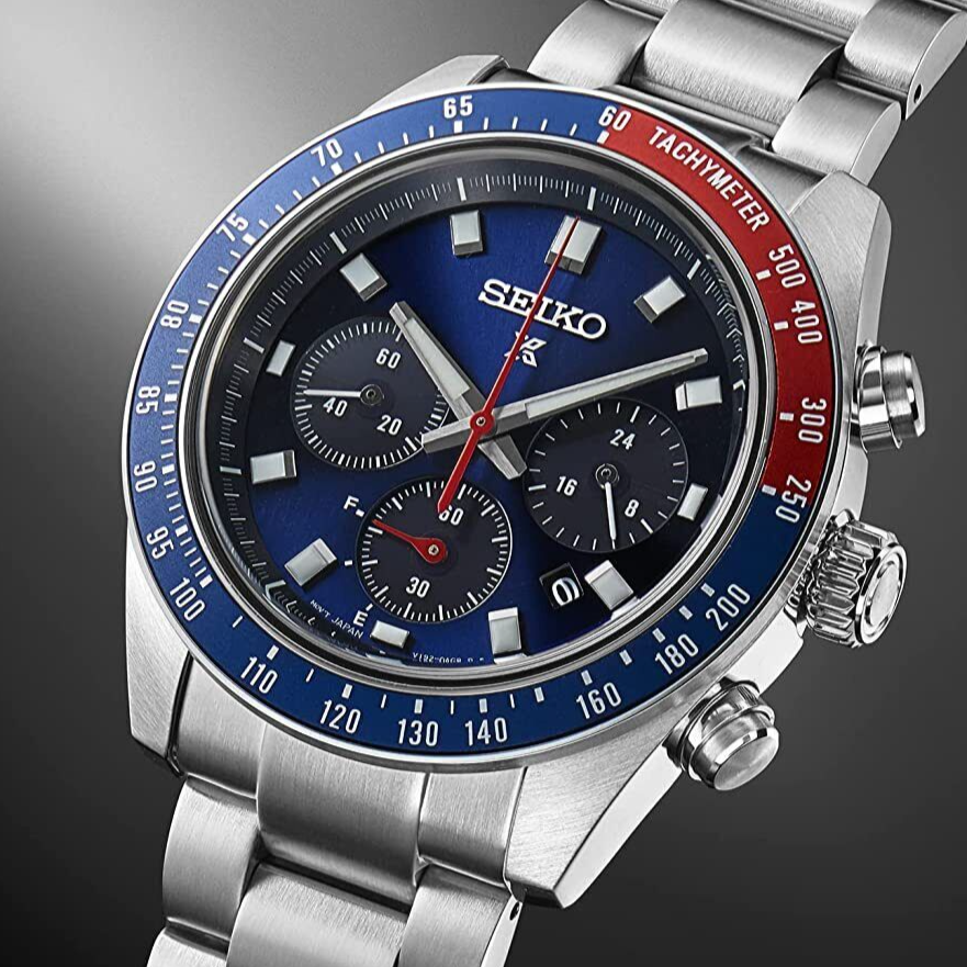 SEIKO PROSPEX SBDL097 SPEEDTIMER Solar Chronograph Watch Pepsi Red x ...