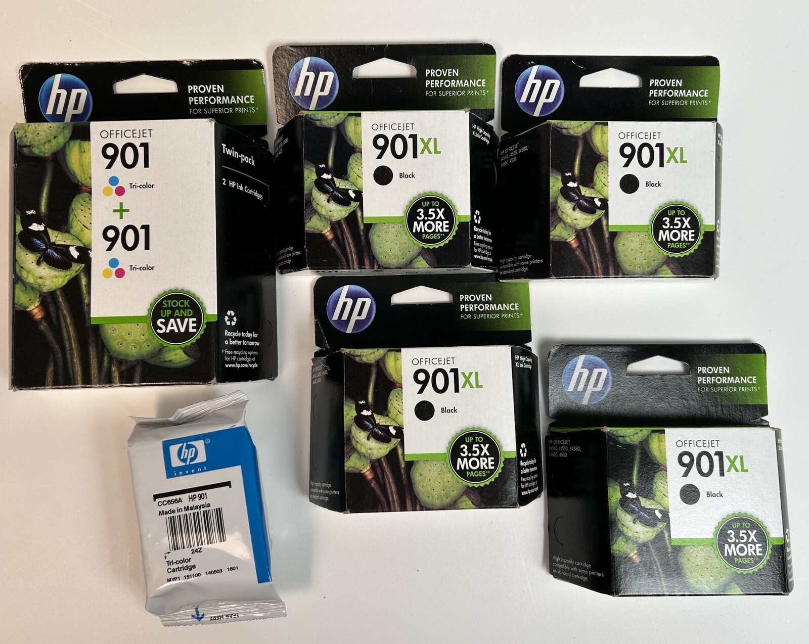 Lot of HP 901 XL Black Ink & 901 Tri-color Cartridges 2014 & 2016 ...
